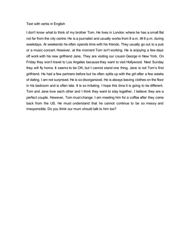 Text with verbs in english | PDF