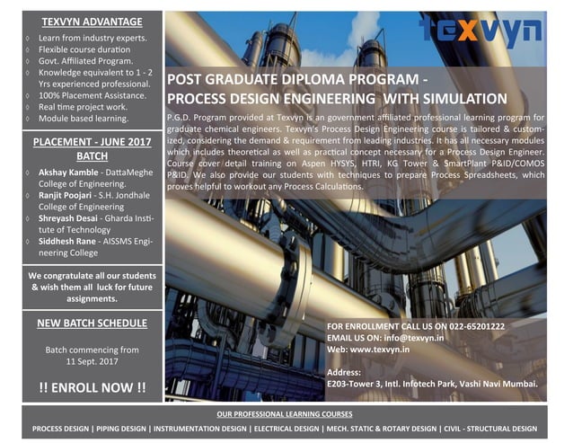 Process Design Engineering Program - Texvyn Professional Learning | PPT