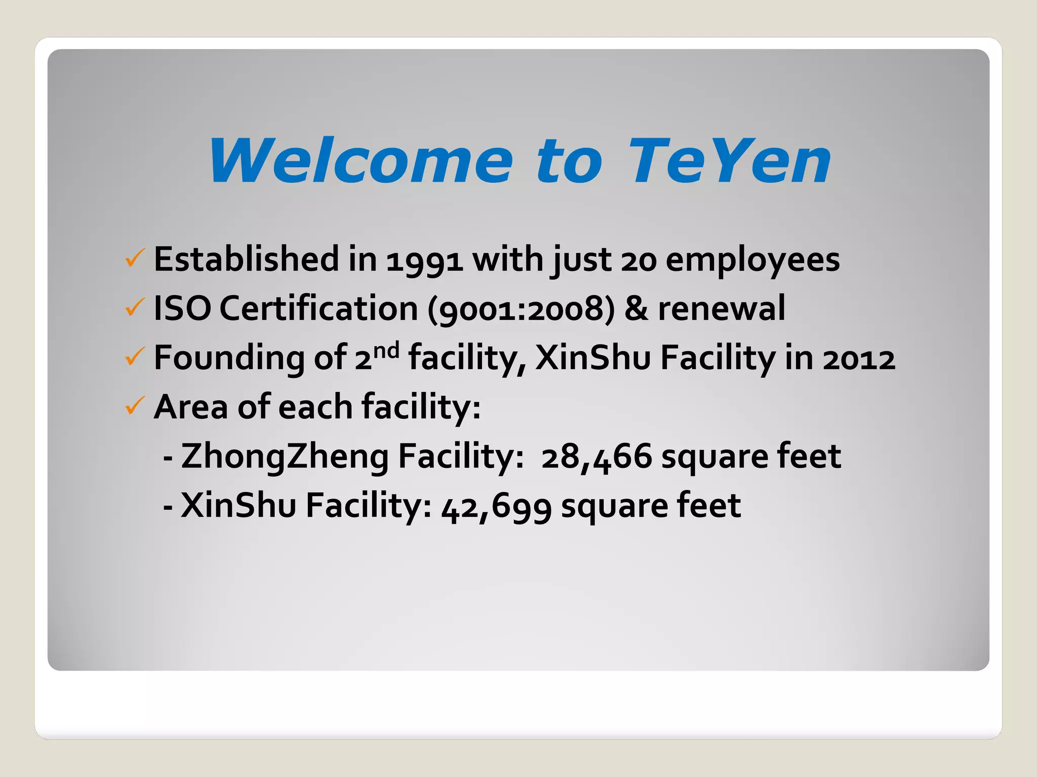 Introduction to Teyen precision industry Co Ltd | PPT