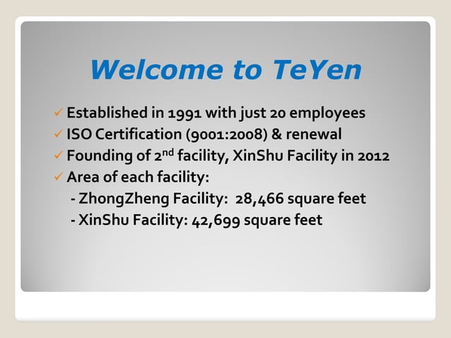 Introduction to Teyen precision industry Co Ltd | PPT