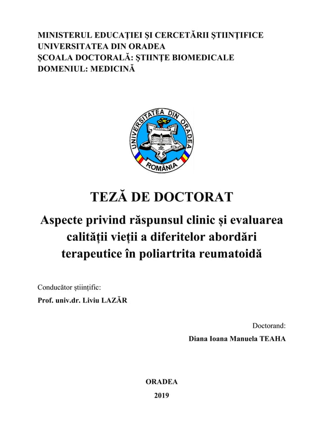 Teza de doctorat teaha diana 2019 semnat | PDF | Physical Therapy ...