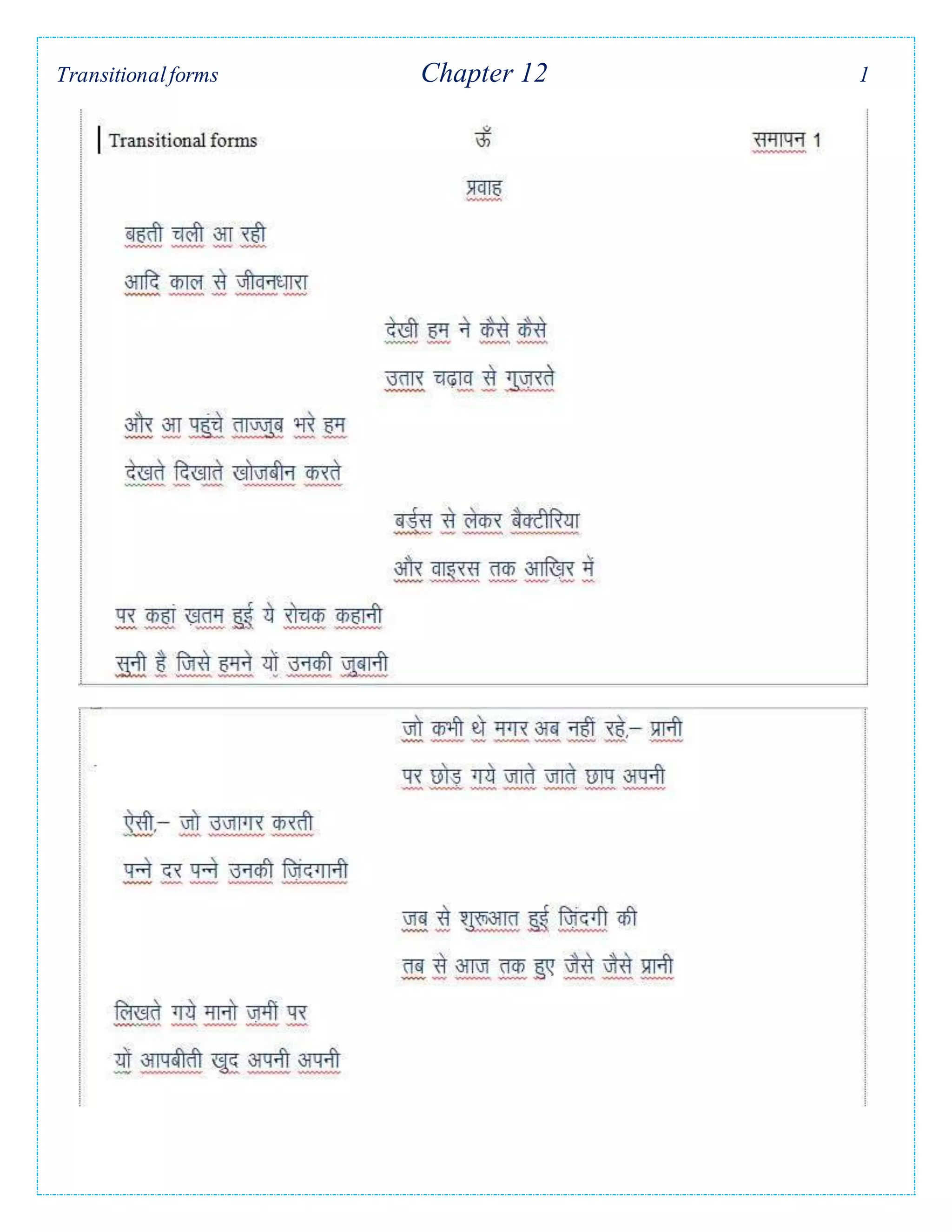 Transitional forms chapter 12 conclusion samapan Hindi | DOCX