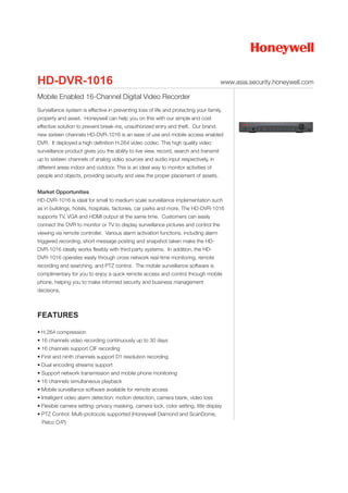 Tf honeywell hd-dvr-1016[1] | PDF
