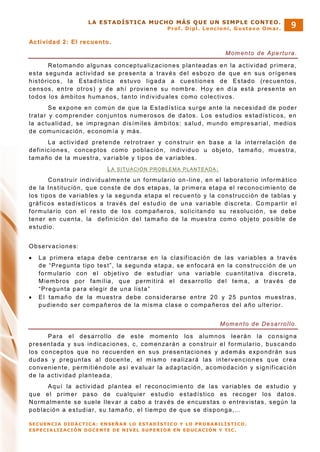La Estadística mucho más que un simple conteo - Prof. Dipl. Lencioni ...