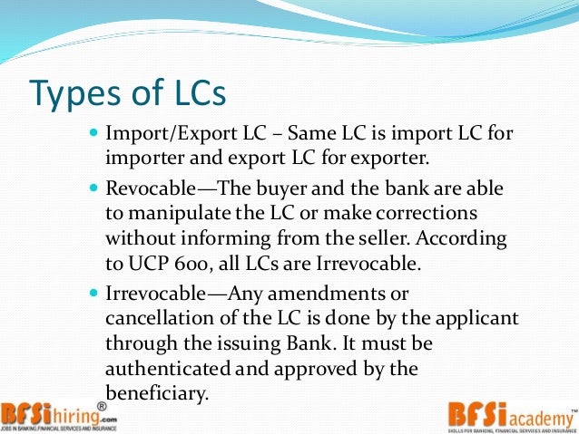 Trade Finance : Letter of credit