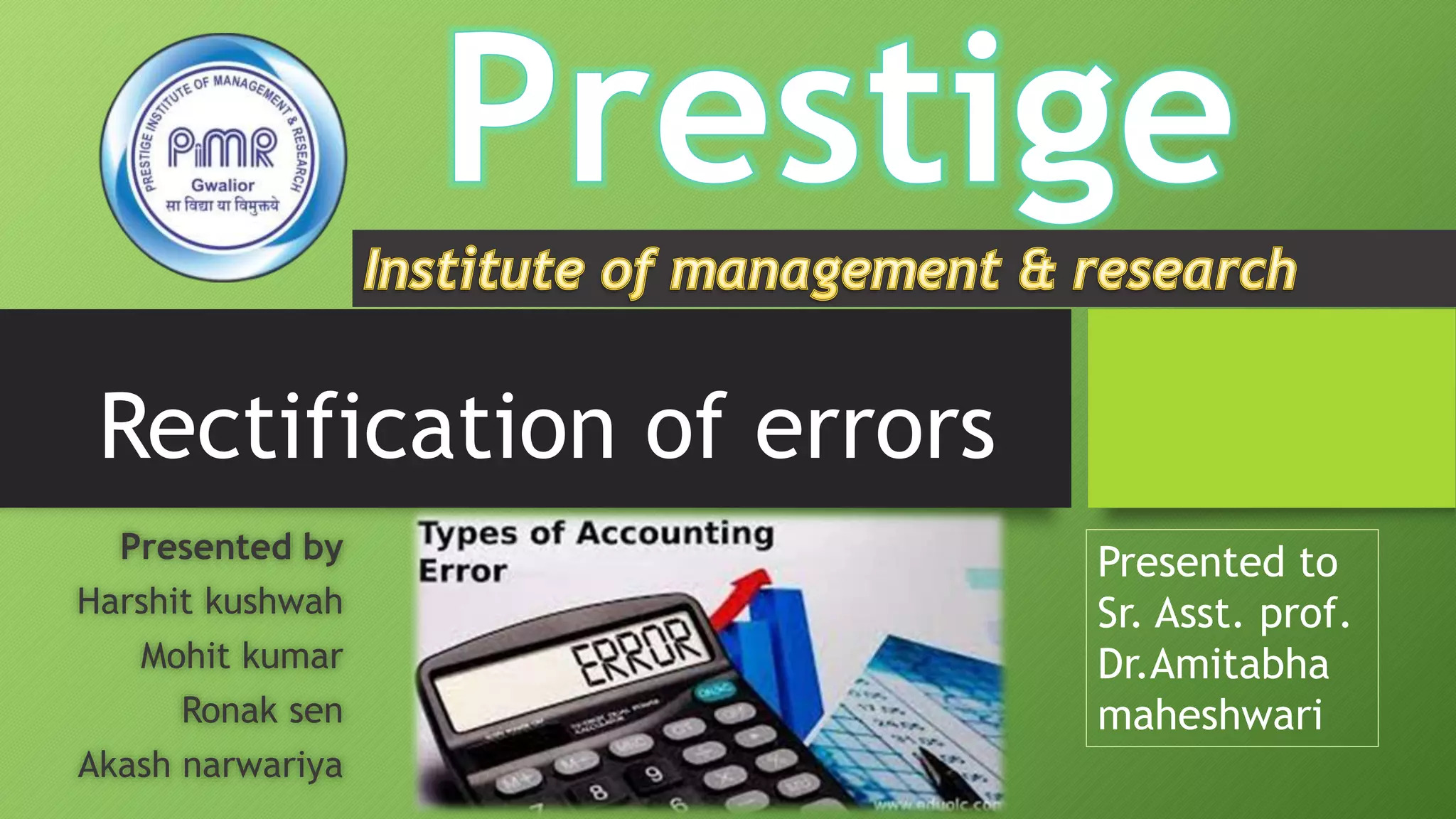 Rectification of errors | PPT
