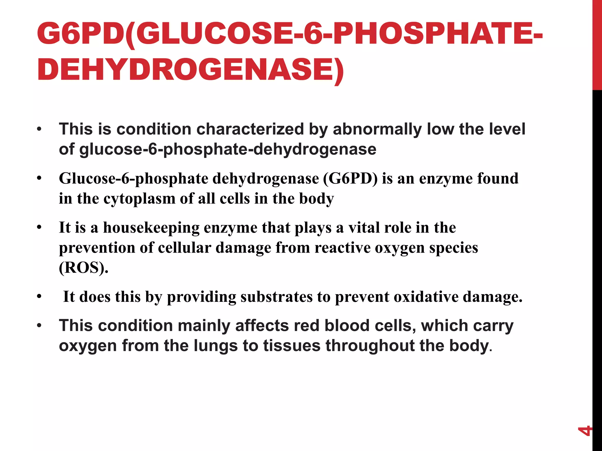 G6PD glucose 6 phosphate dehydrogens deficiency | PPTX