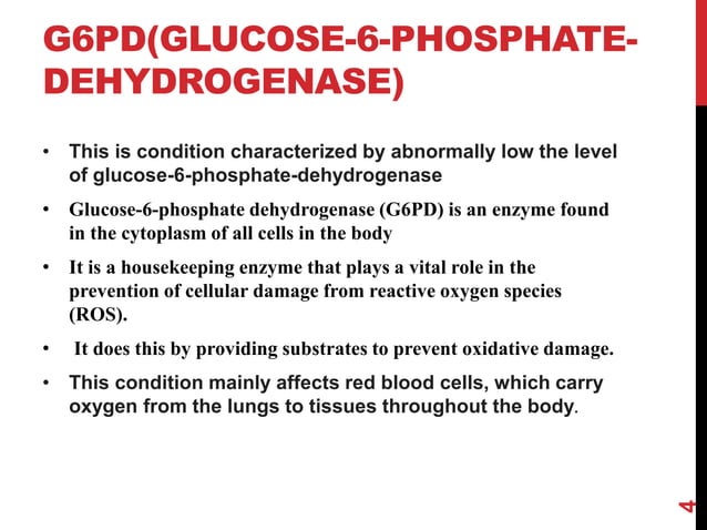 G6PD glucose 6 phosphate dehydrogens deficiency | PPTX | Blood ...