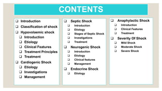 Diagnosis, Investigations and Management of Shock | PPTX