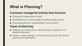 PLANNING & TYPES OF PLANNING | PPTX