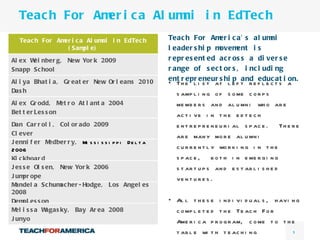 Teach For America Alumni in EdTech | PPT