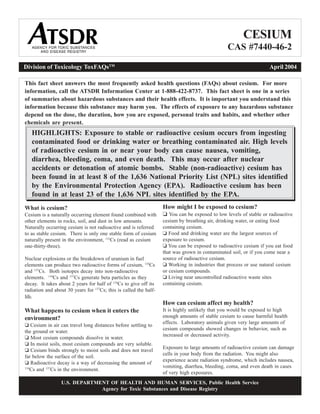 ATSDR Exposure CESIUM | PDF