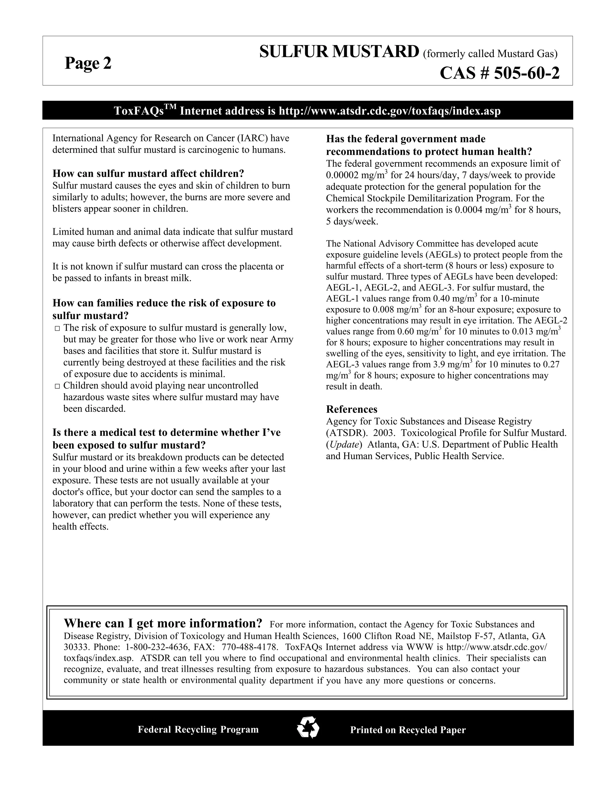 ATSDR Exposure SULFUR MUSTARD | PDF