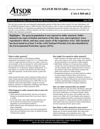 ATSDR Exposure SULFUR MUSTARD | PDF