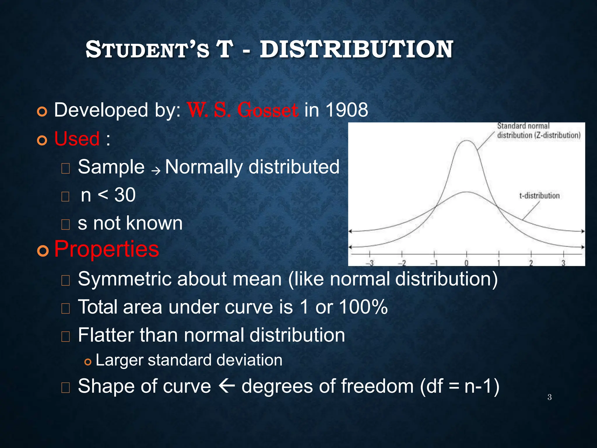 Student 't' F distribution and Chi distribution | PPTX