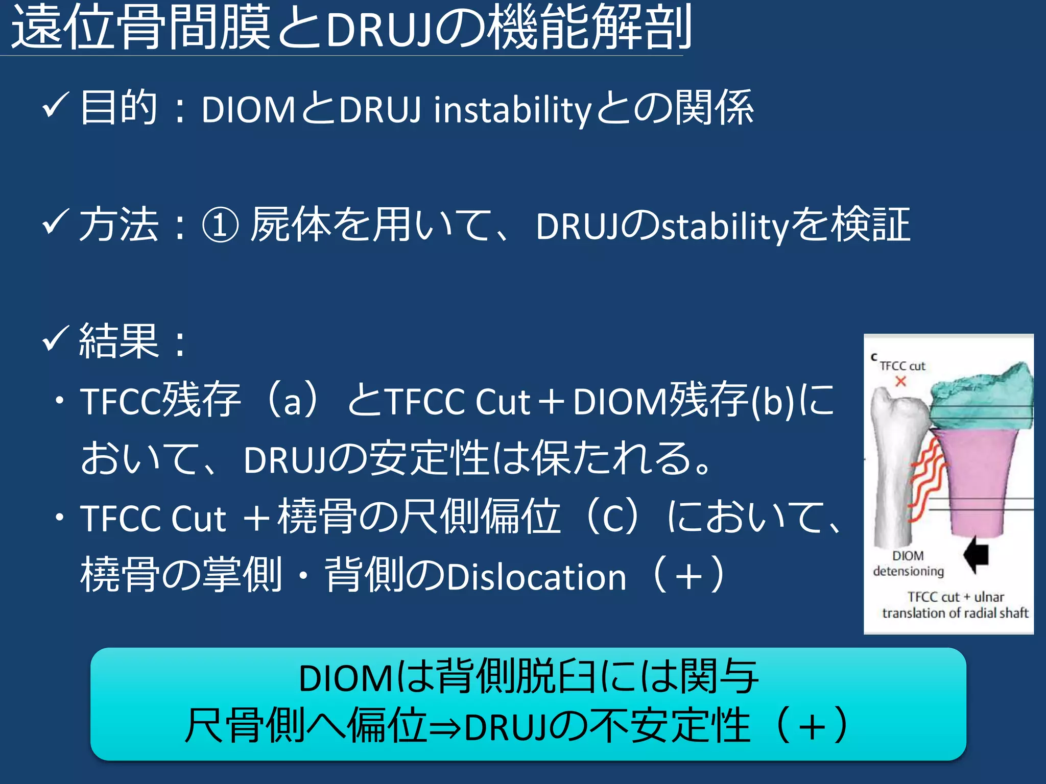 DRUJ(遠位橈尺関節)の不安定性とTFCC(三角線維軟骨複合体)損傷に関する文献まとめ | PPTX