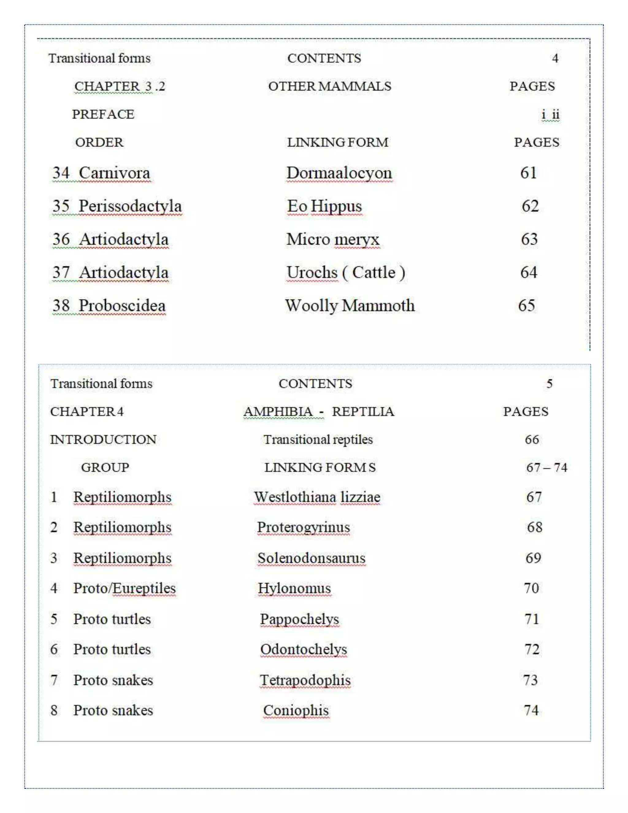 Transitional forms contents | PDF