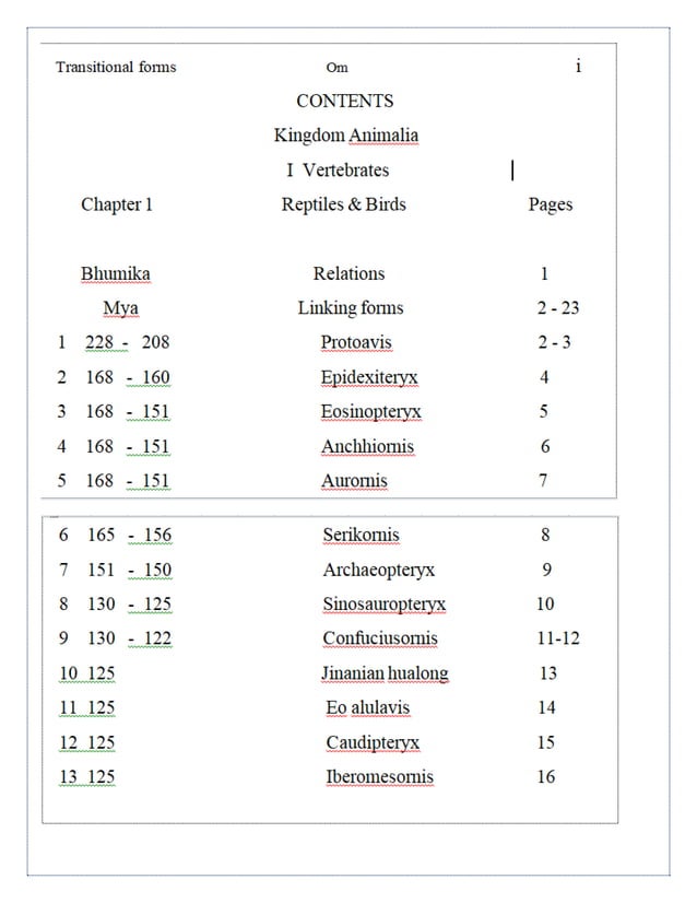 Transitional forms contents | PDF