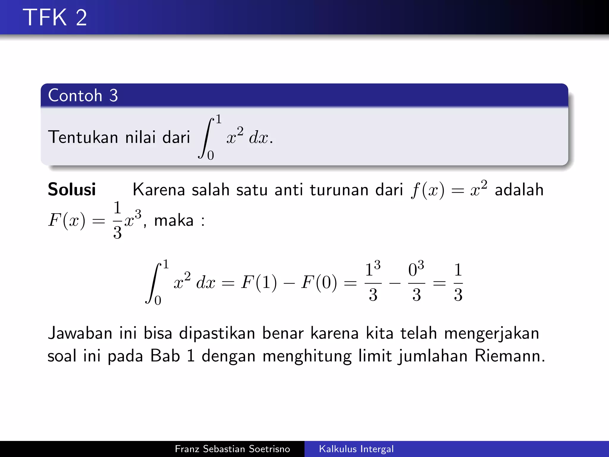 Kalkulus Integral : Teorema Fundamental Kalkulus | PDF