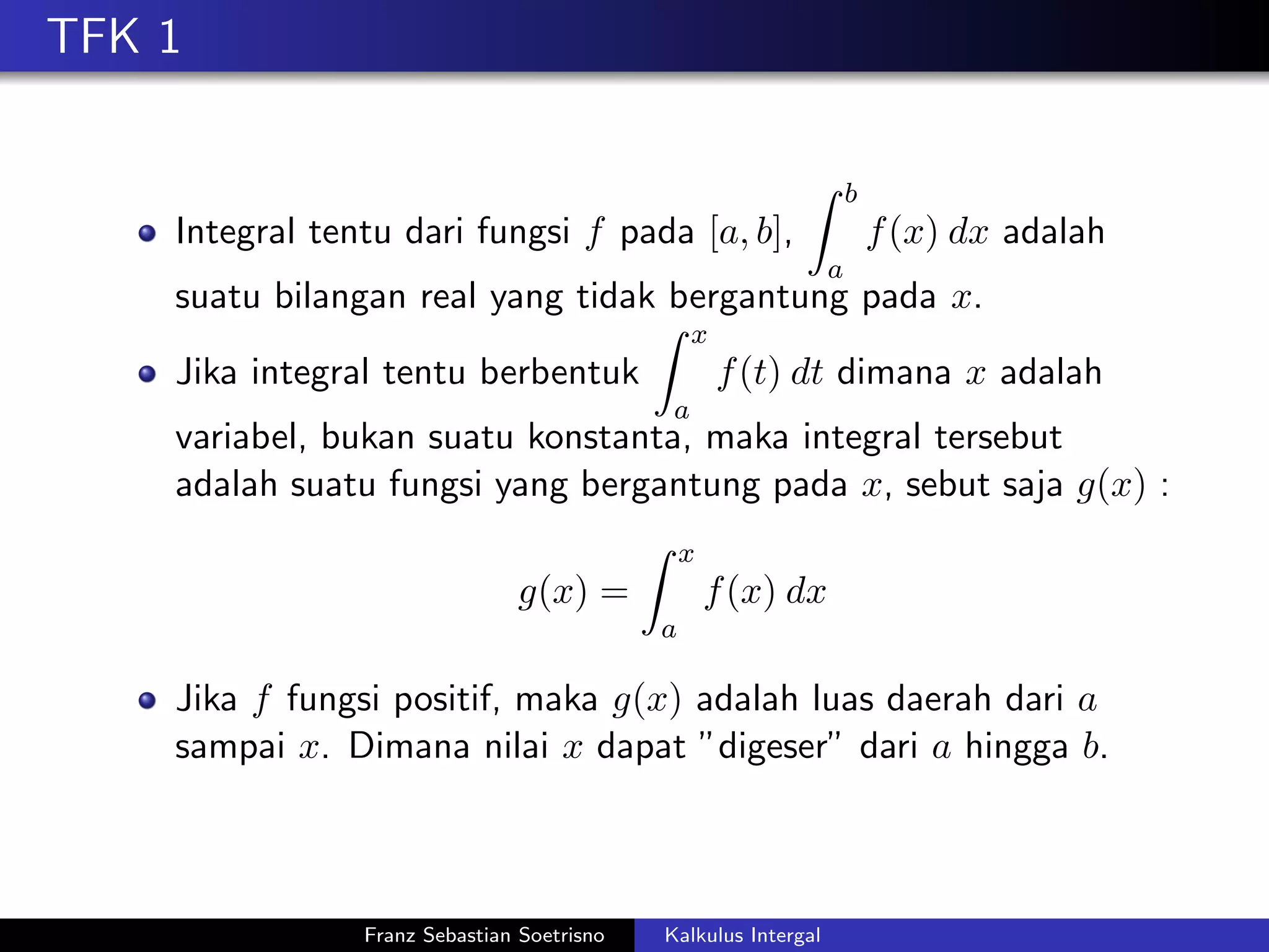 Kalkulus Integral : Teorema Fundamental Kalkulus | PDF