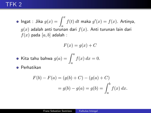 Kalkulus Integral : Teorema Fundamental Kalkulus | PDF