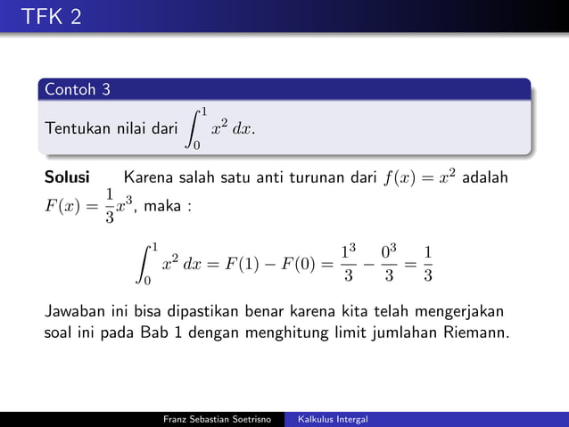 Kalkulus Integral : Teorema Fundamental Kalkulus | PDF