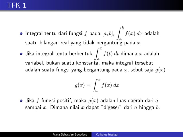 Kalkulus Integral : Teorema Fundamental Kalkulus | PDF