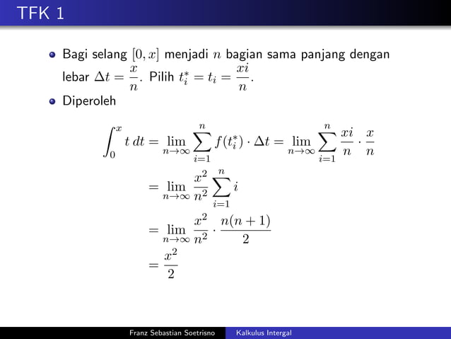 Kalkulus Integral : Teorema Fundamental Kalkulus | PDF
