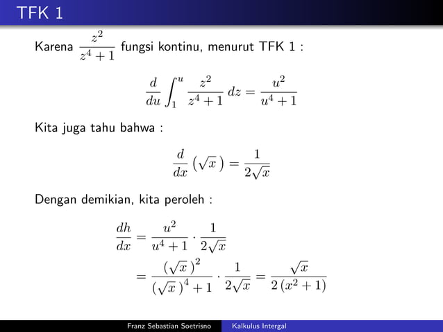 Kalkulus Integral : Teorema Fundamental Kalkulus | PDF