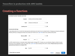 Tensorflow in production with AWS Lambda | PPT