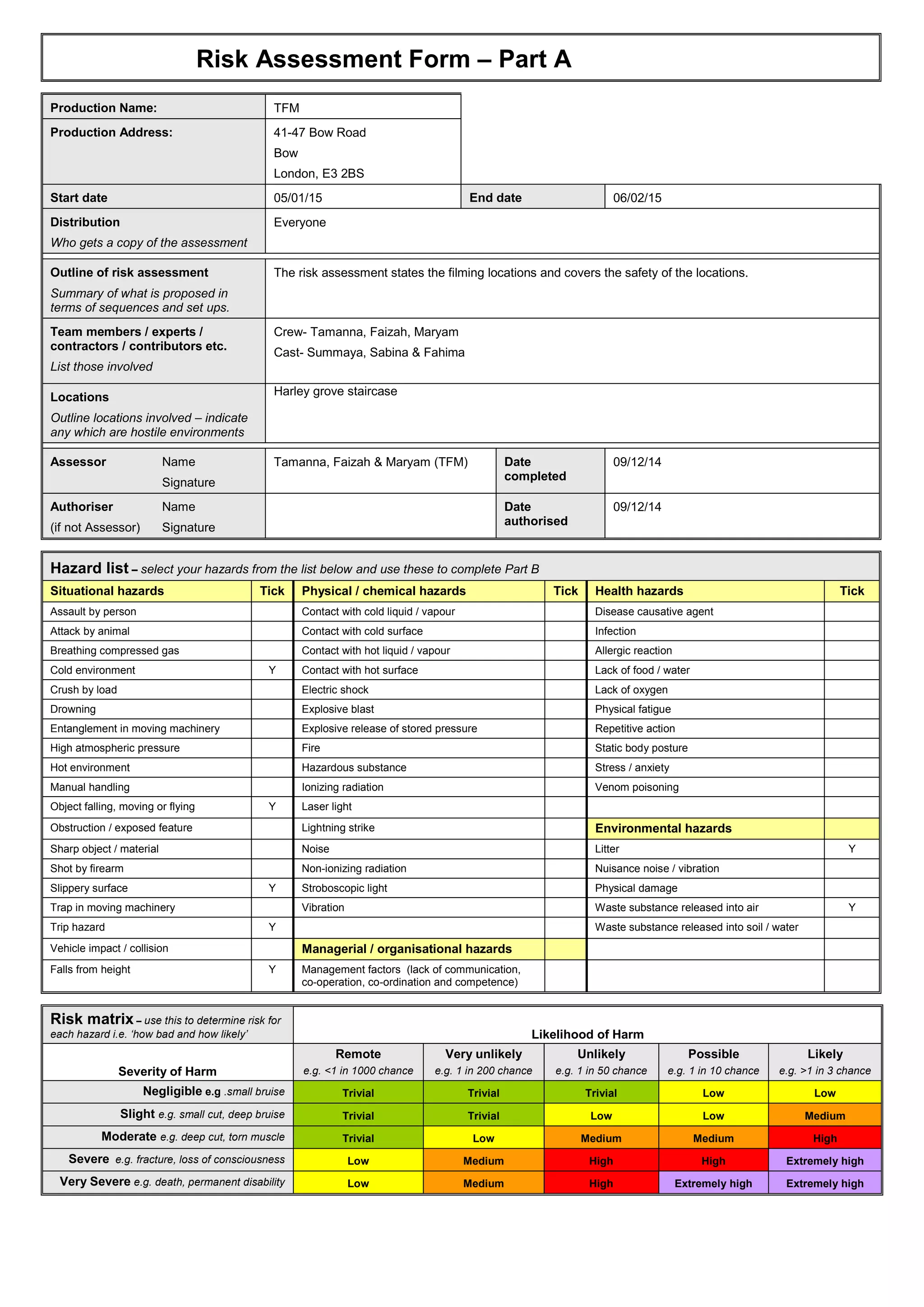 Tfm risk assessment! | DOCX