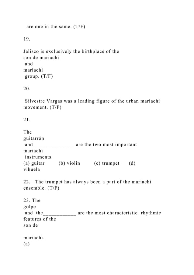 TF & Multiple Choice (T=A, F=B)1. Mesoamerica consists of all of.docx | Classical Music | Music