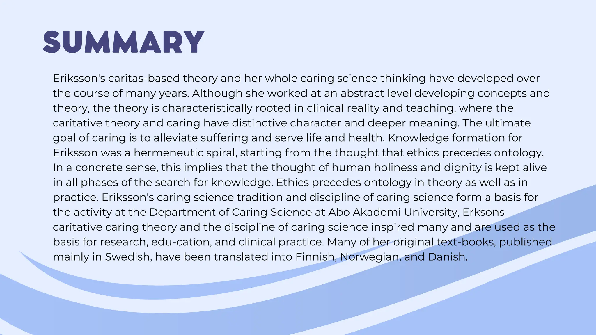 TFN PPT GROUP 4 KATIE ERIKSSON CARIRATIVE CARING THEORY | PDF