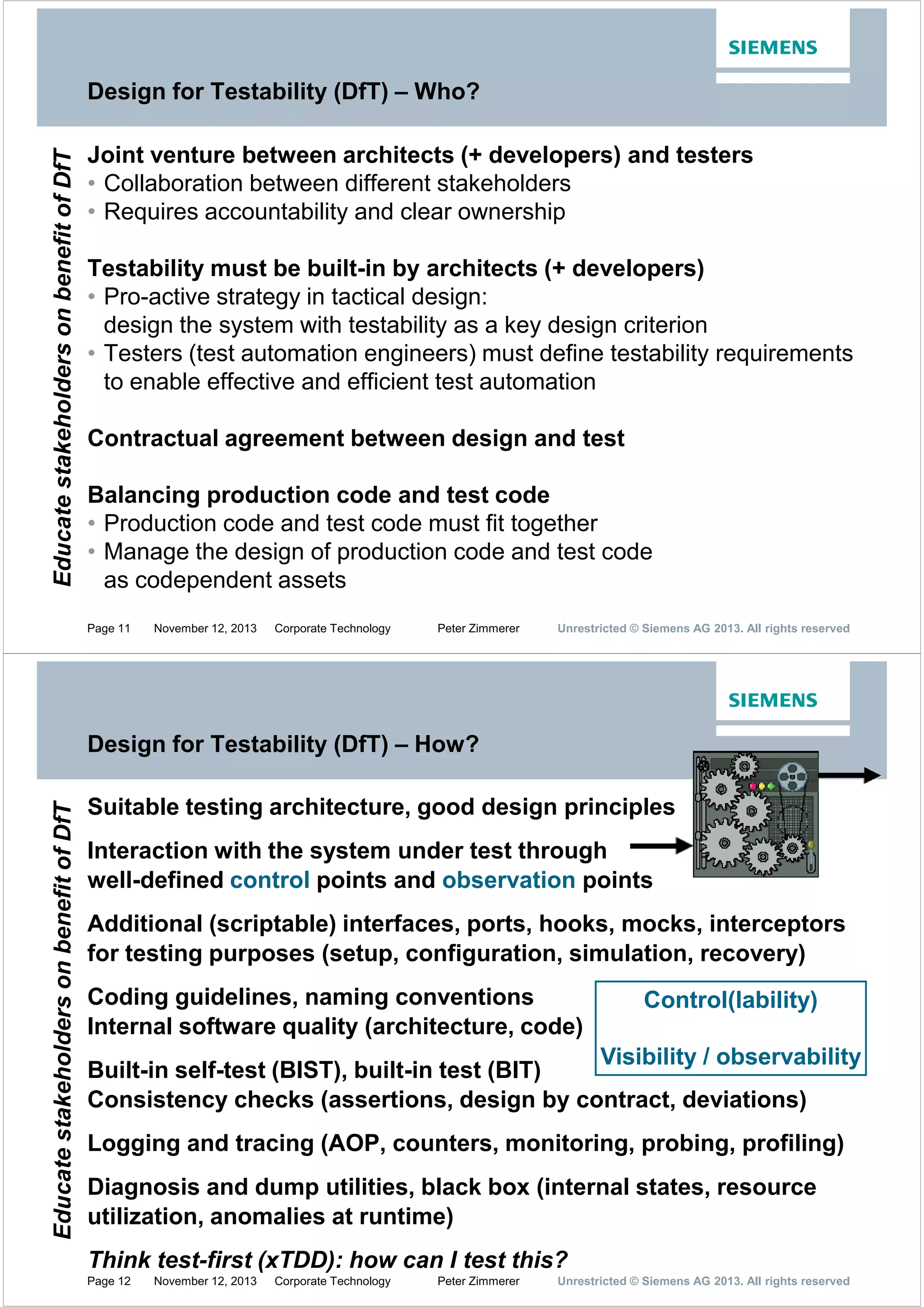 Design for Testability: A Tutorial for Devs and Testers | PDF