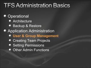 TFS Administration Overview | PPT