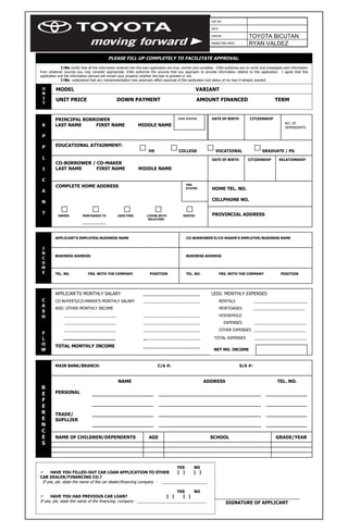 Tfs application form | DOC