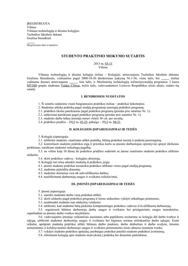Tf studento praktinio_mokymo_sutartis | DOC