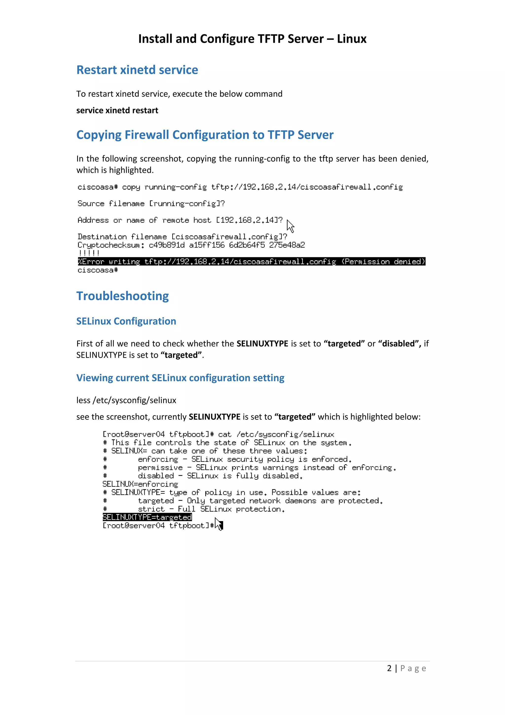 TFTP Installation Configuration Guide | PDF