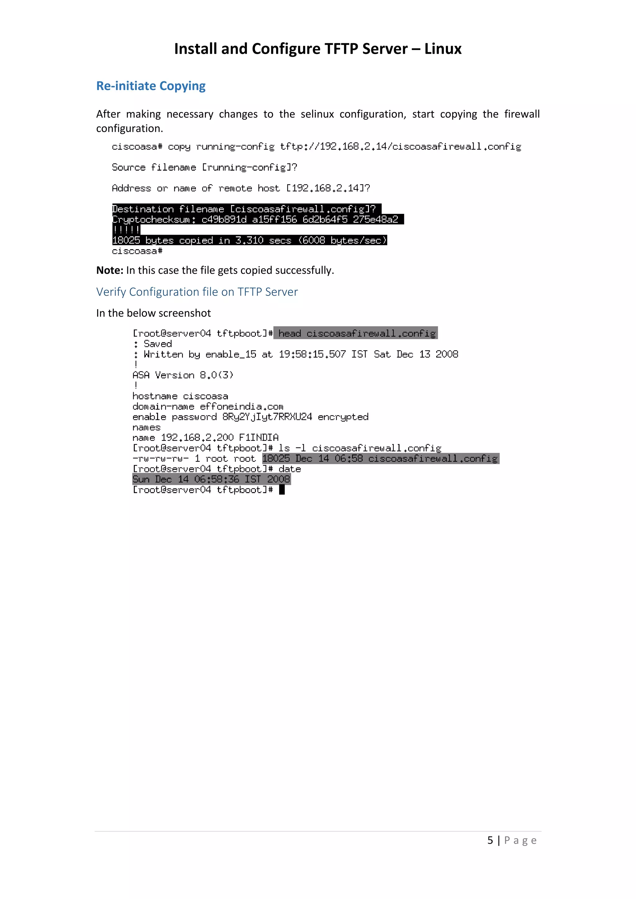 TFTP Installation Configuration Guide | PDF