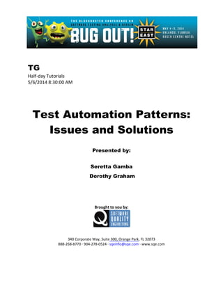 Test Automation Patterns: Issues and Solutions | PDF | Educational ...