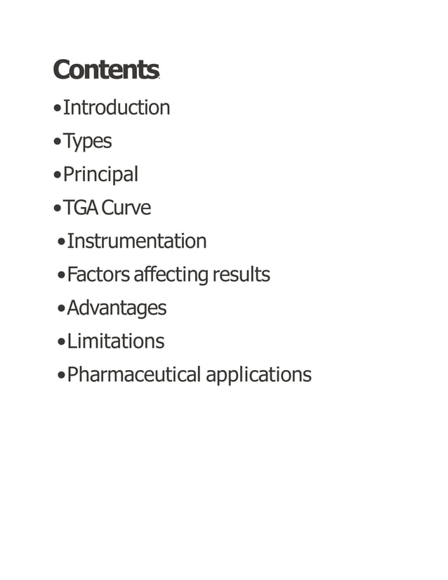 TGA.pptx principle, instrumentation, theory | PPTX | Chemistry | Science
