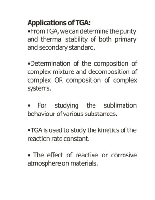 TGA.pptx principle, instrumentation, theory | PPTX