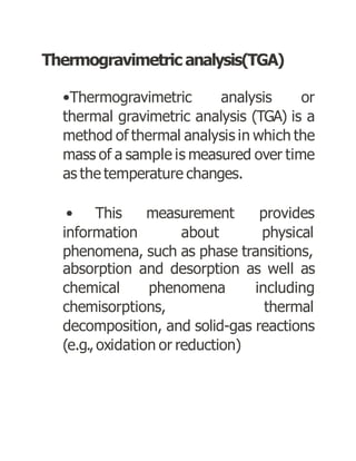 TGA.pptx principle, instrumentation, theory | PPTX