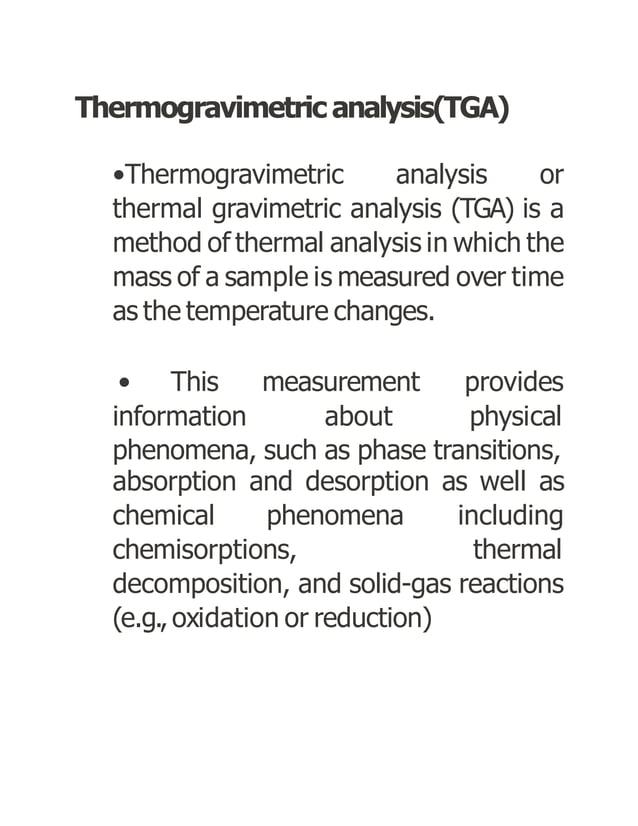 TGA.pptx principle, instrumentation, theory | PPTX | Chemistry | Science