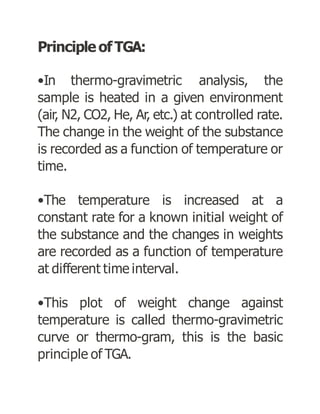 TGA.pptx principle, instrumentation, theory | PPTX