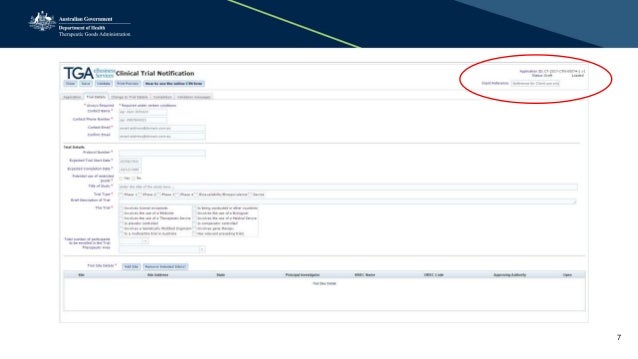 TGA Presentation: Using the online Clinical Trial Notification (CTN)