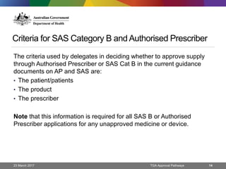 TGA Presentation: TGA Approval Pathways | PPTX