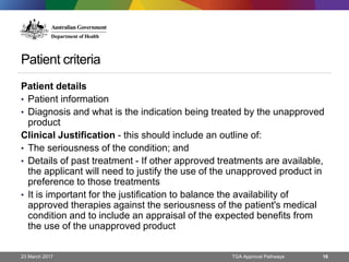 TGA Presentation: TGA Approval Pathways | PPTX
