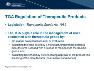 Regulation of Nanomedicines by the Therapeutic Goods Administration | PPT