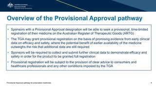 TGA presentation: Provisional approval pathway for prescription ...